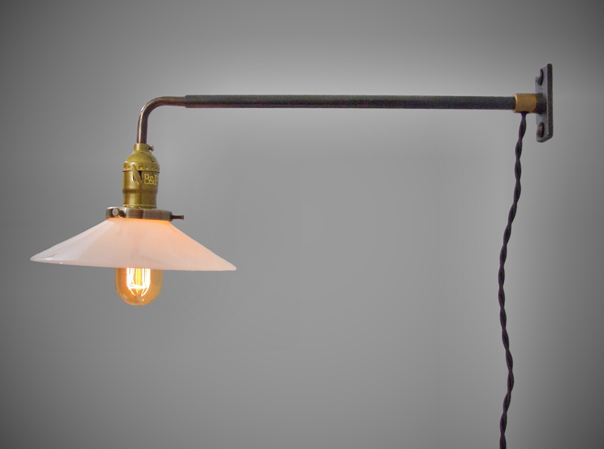 Milk Glass Industrial Wall Sconce · Dw Vintage Lighting Co · Online Store Powered By Storenvy