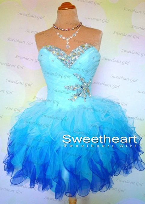 A-line Strapless Blue Short Prom Dresses, Homecoming Dresses on Storenvy