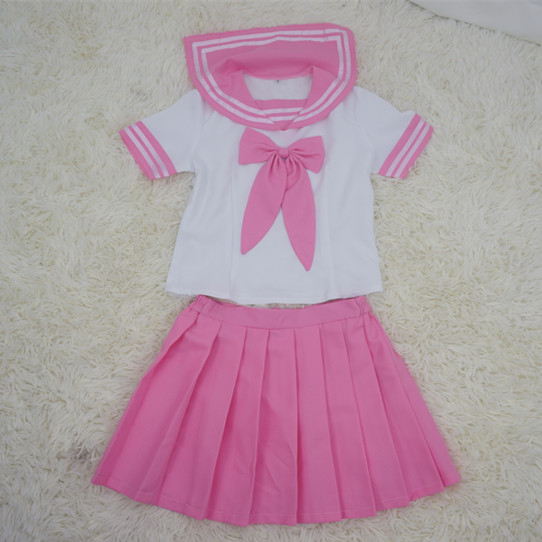{Set}Pink Sailor Seifuku School Uniform Top and Pleated Skirt Set ...