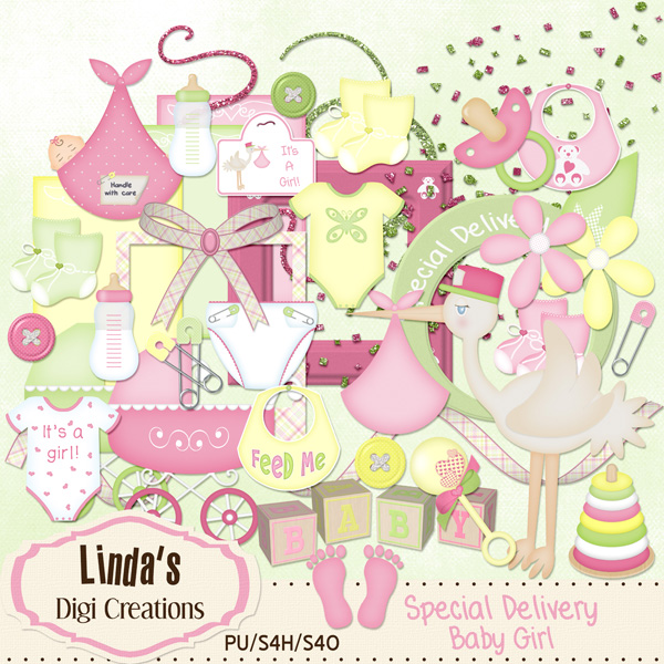 Special Delivery Baby Girl (Digi Scrap Kit) · Linda's Digi Creations ...