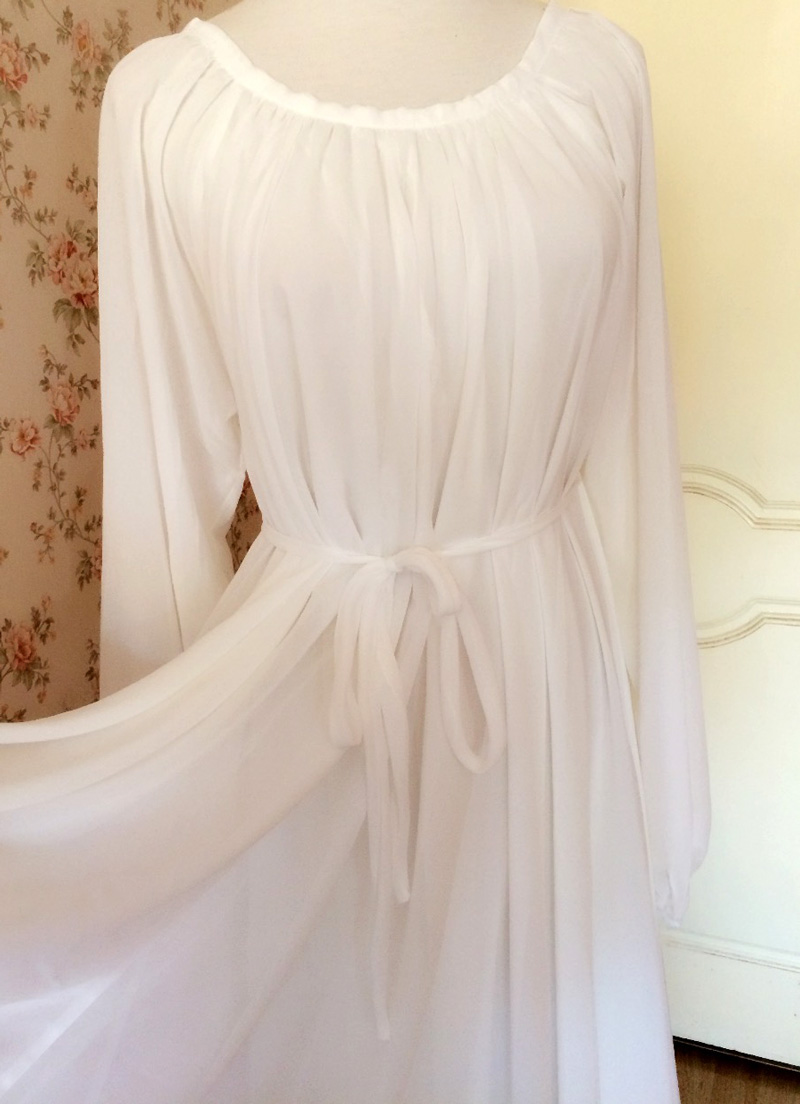 White Long Sleeve Loose Plus Size Maxi Chiffon Dress on Storenvy