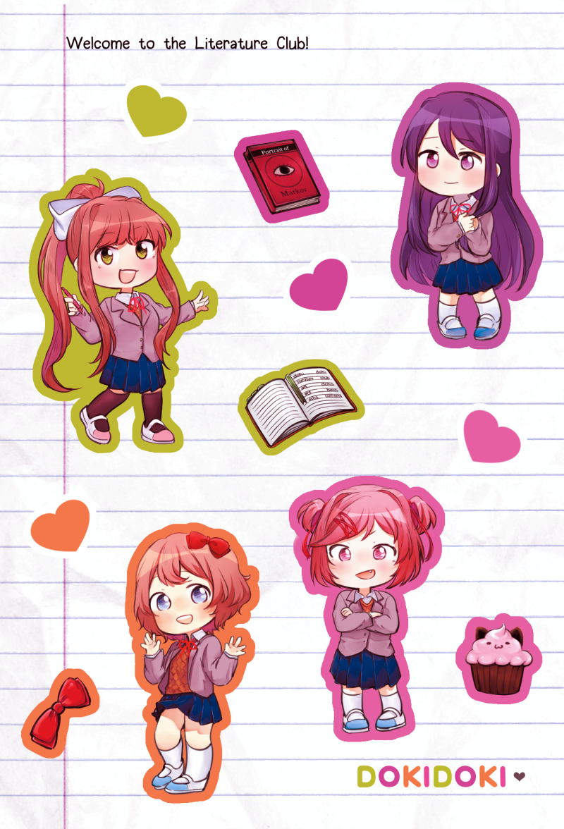 Doki Doki Literature Club Sticker Sheet on Storenvy