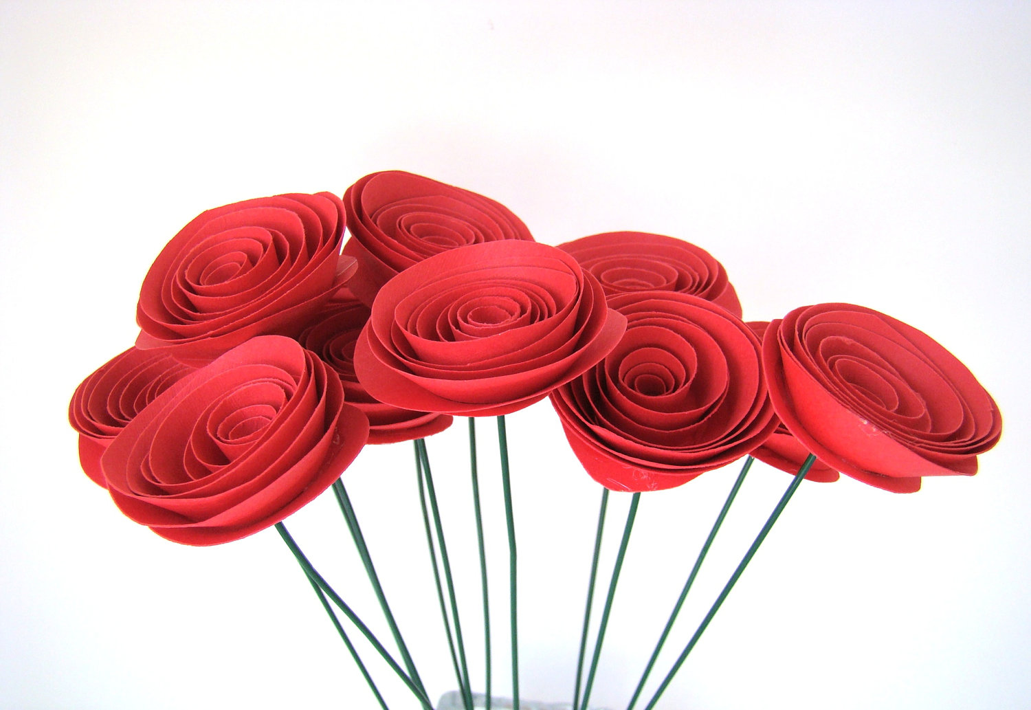 Large Red Roses - One Dozen Spiral Paper Roses with Stems on Storenvy