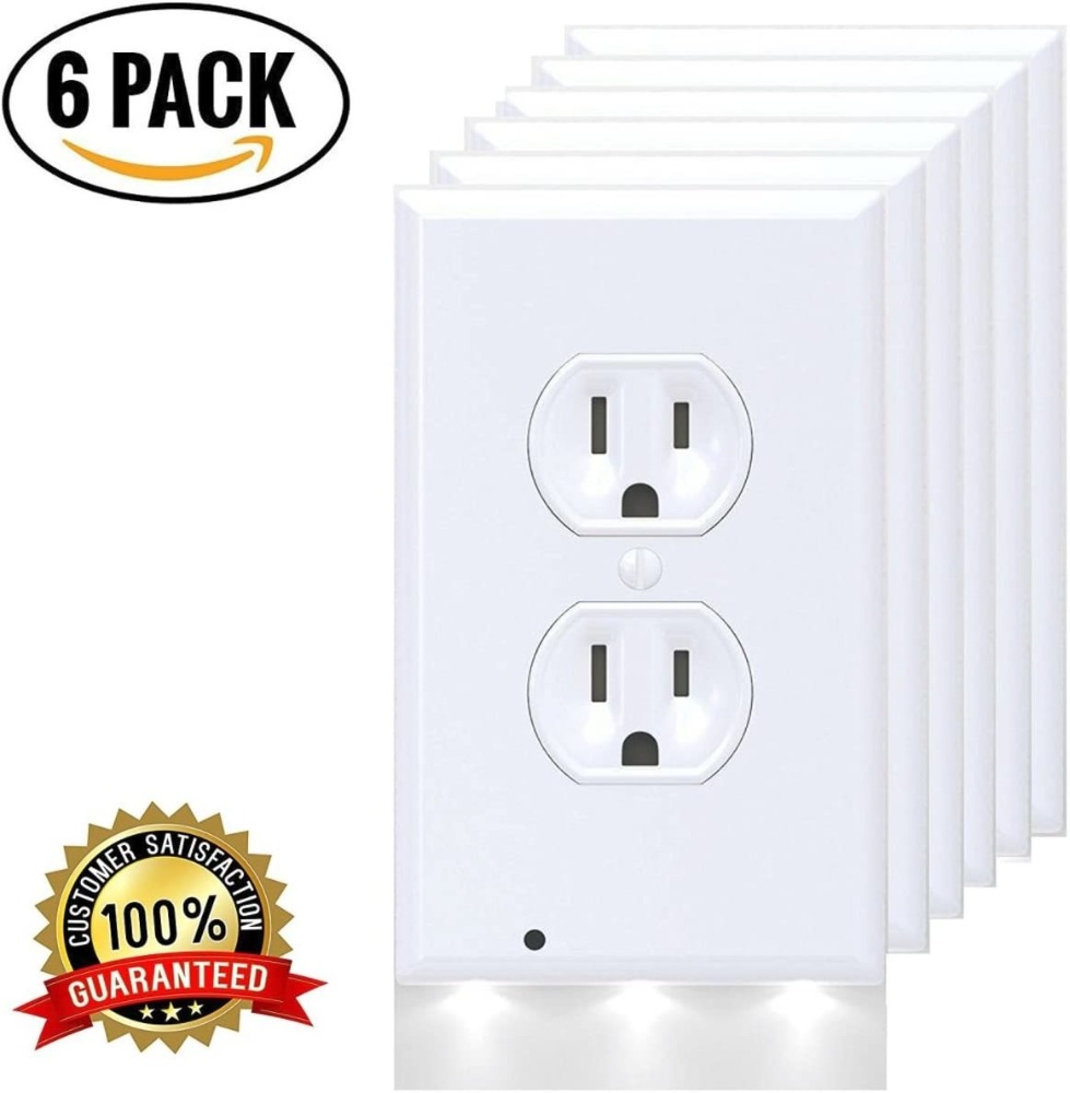 6-Pack Wall Outlet Plate LED Night Light Illuminated Plug Cover With ...